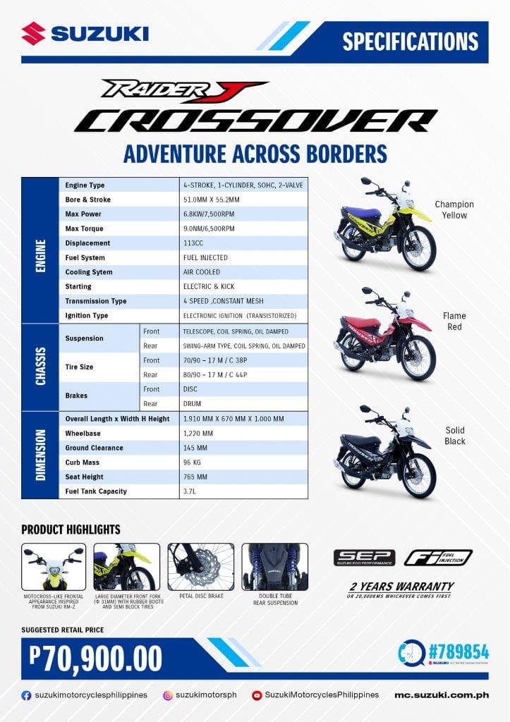 Suzuki Raider J Crossover Motorcycle | Philippines